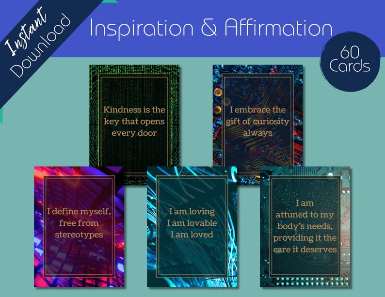 60 Digital Inspiration & Affirmation Cards - Etsy