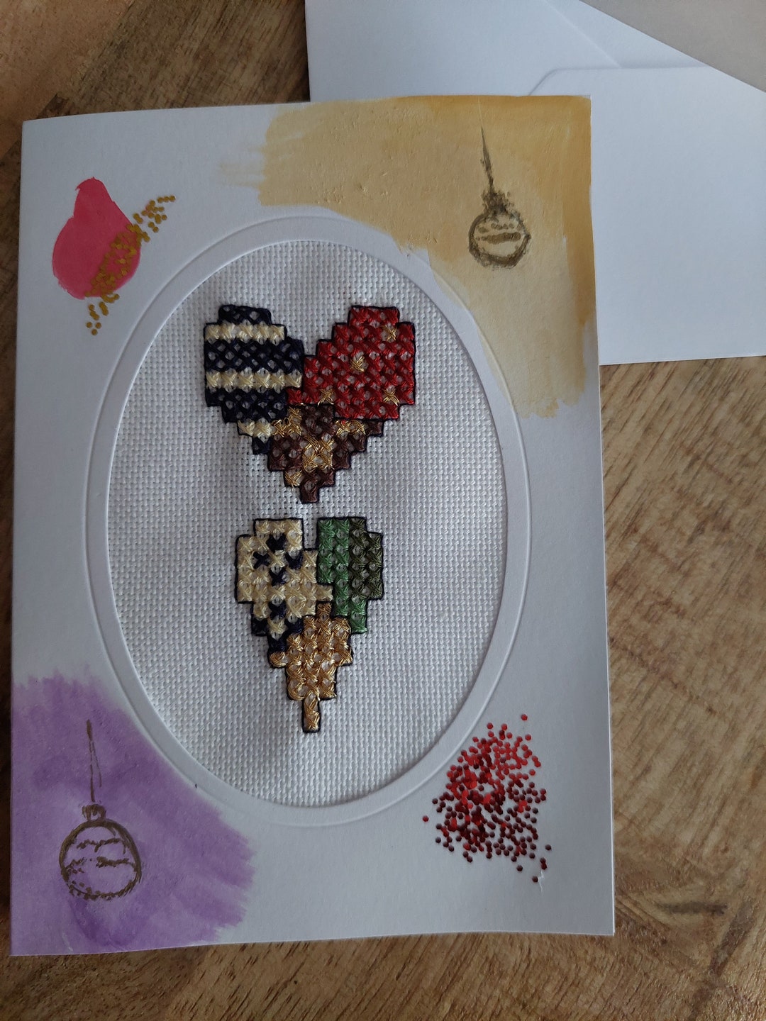 Hand-embroidered and Painted Greeting Card - Etsy