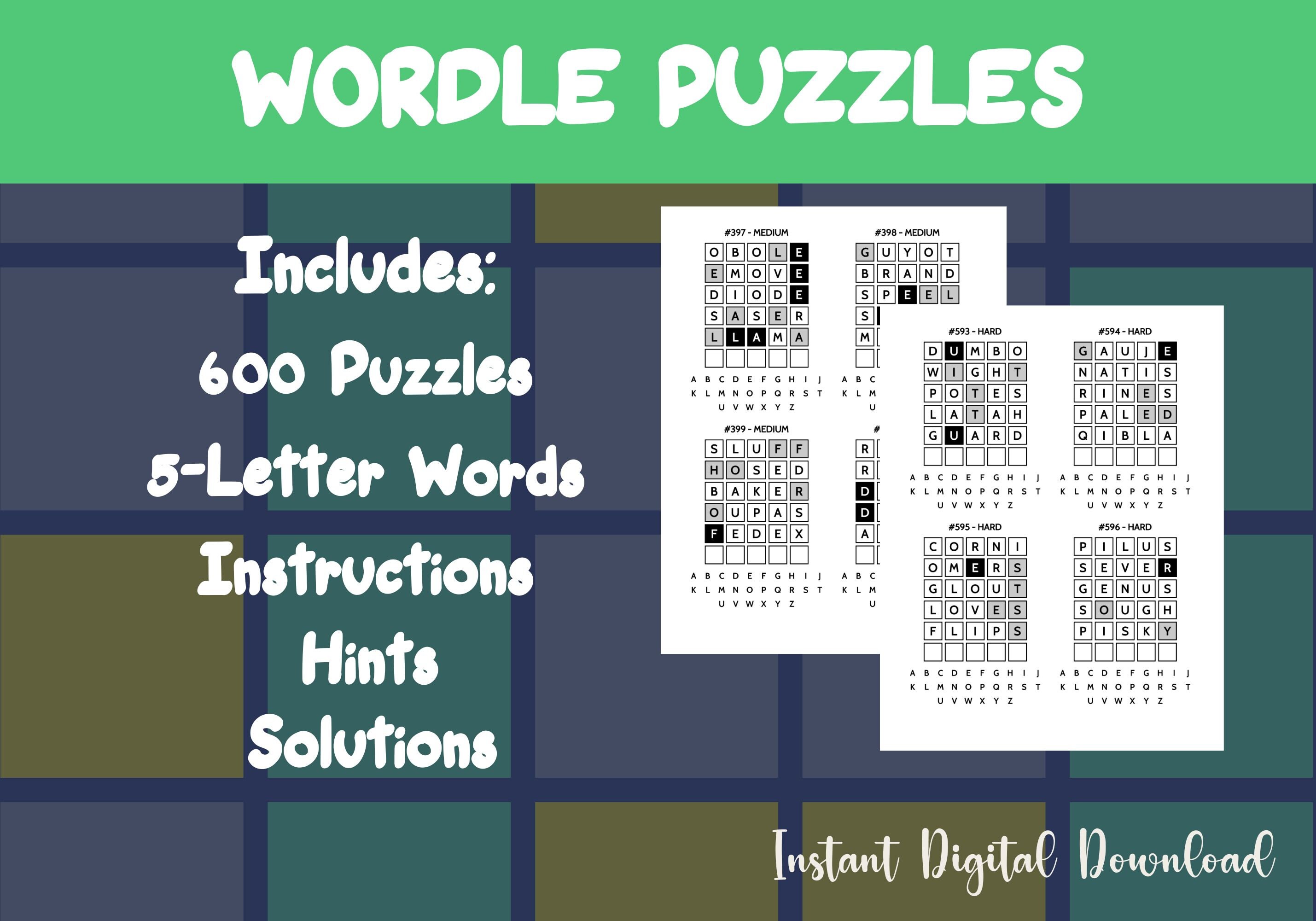 Wordle Puzzles, 600 5-letter Word Puzzles, Single-player, Includes ...