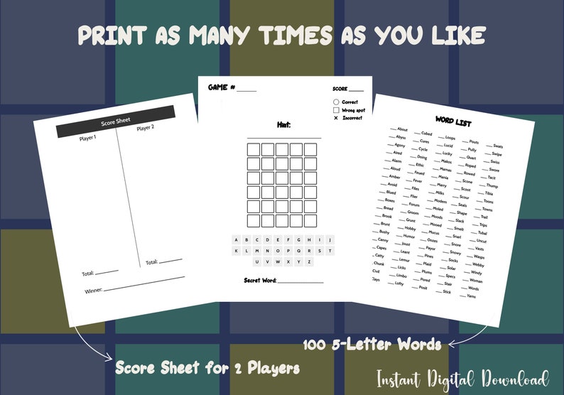 Wordle Puzzle Board, for 5-letter Words, 2 Players. Includes ...