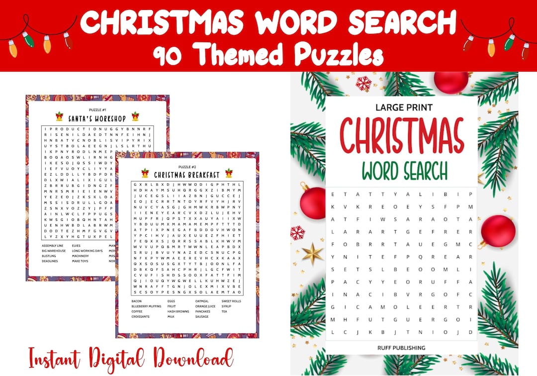 Christmas Word Search Puzzles With Solutions, 90 Themed Puzzles, 15 ...