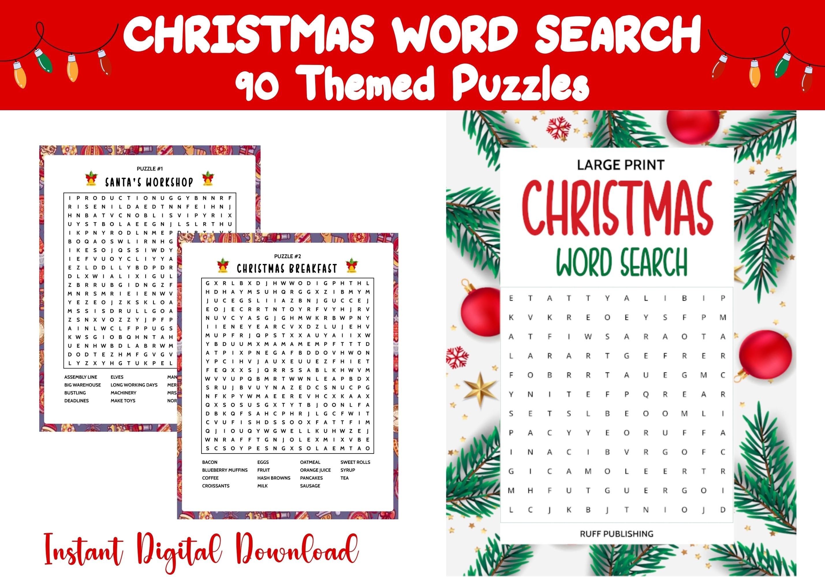 Christmas Word Search Puzzles With Solutions, 90 Themed Puzzles, 15 ...