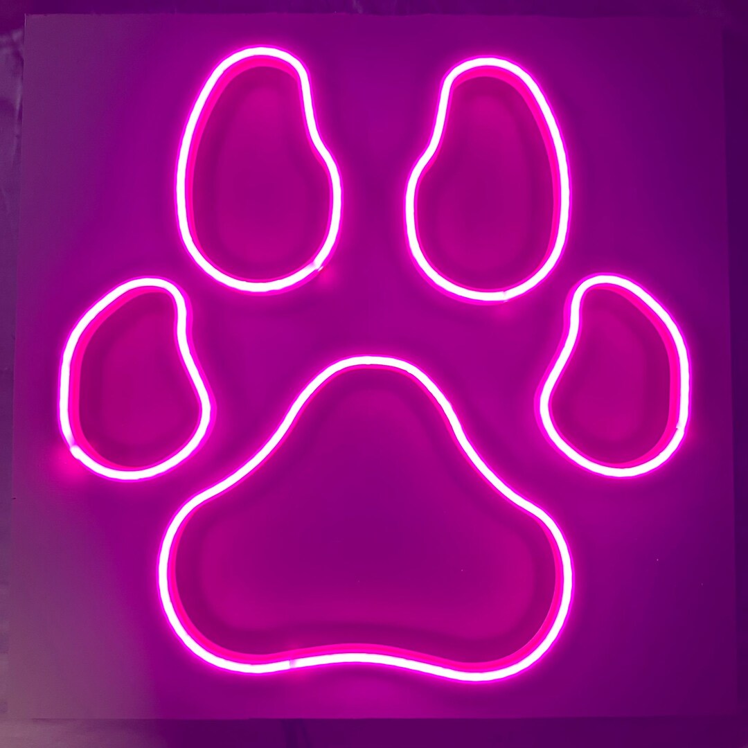 Neon Pup Paw Print 50cm X 50cm - Etsy
