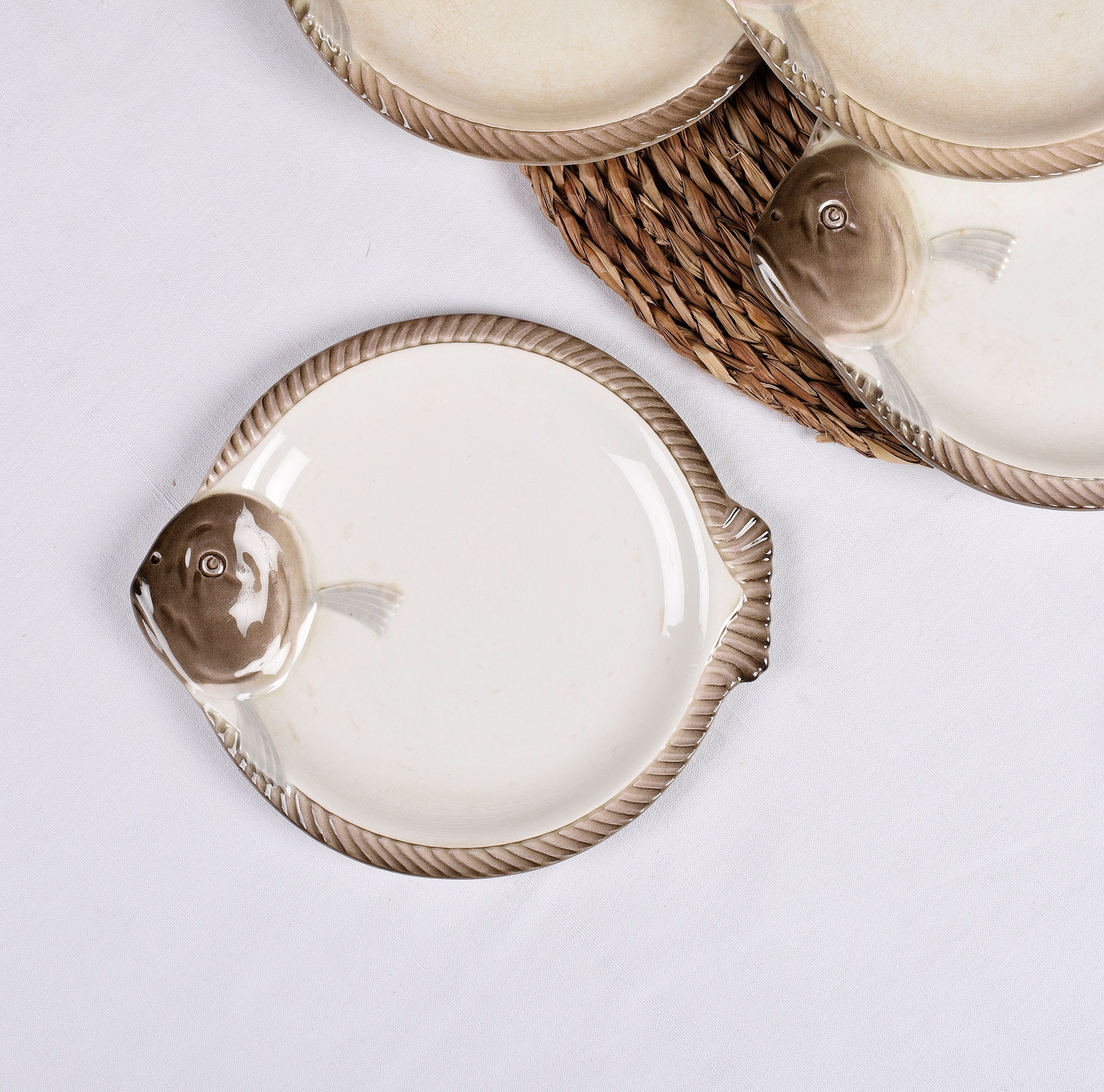 Fish Shaped Plates X6 With Sauce Boat French Fine China Lonwgy ...