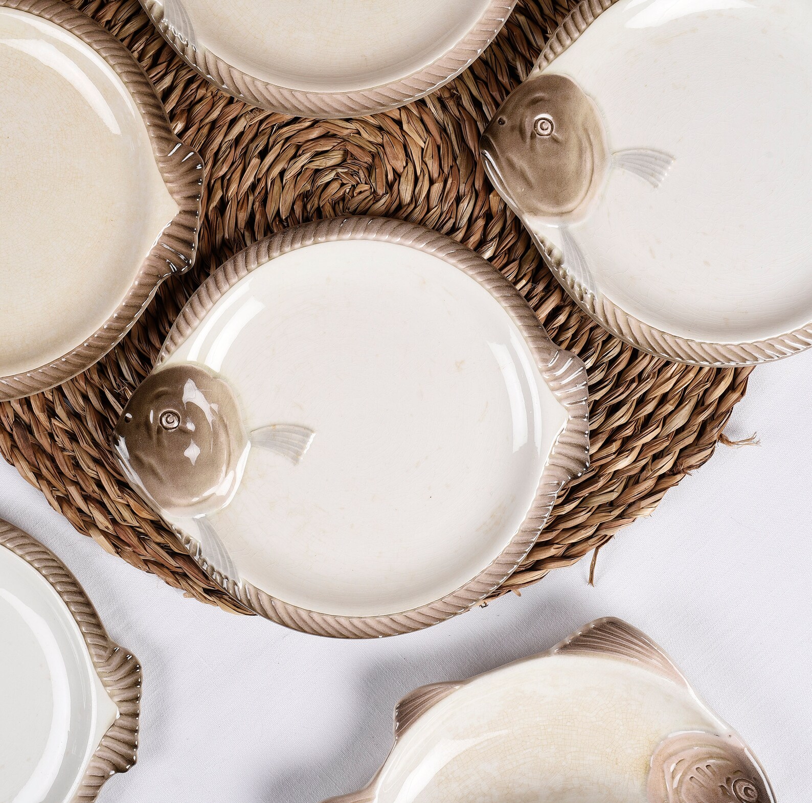 Fish Shaped Plates X6 With Sauce Boat French Fine China Lonwgy ...