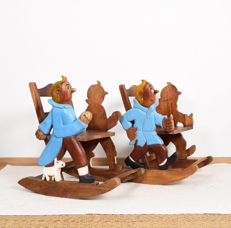 Tintin Decoration, Rocking Chair for Children, Handcrafted in Solid ...