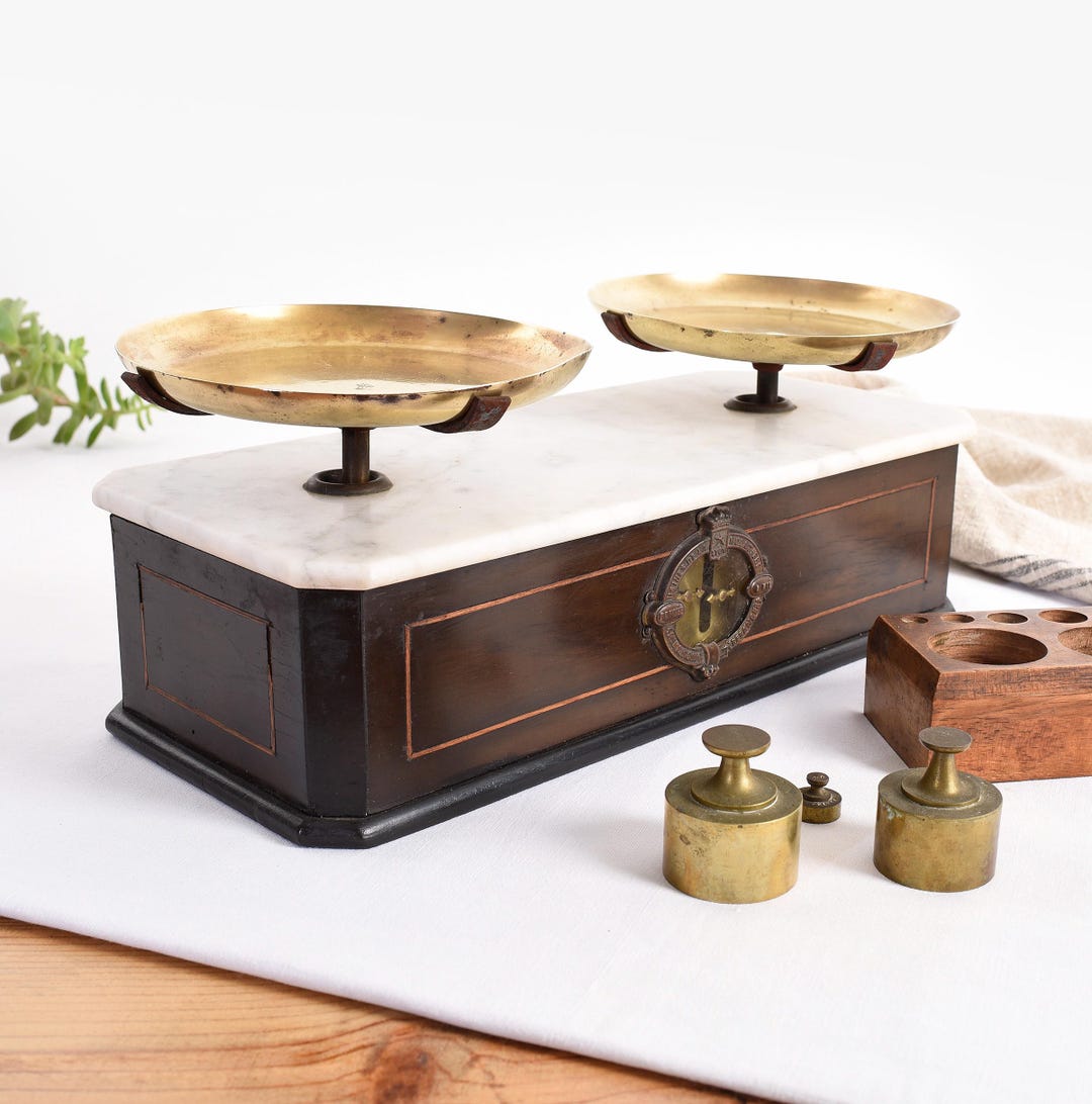 Antique Balance Scale With Marble Top and Brass Plates by Béranger ...