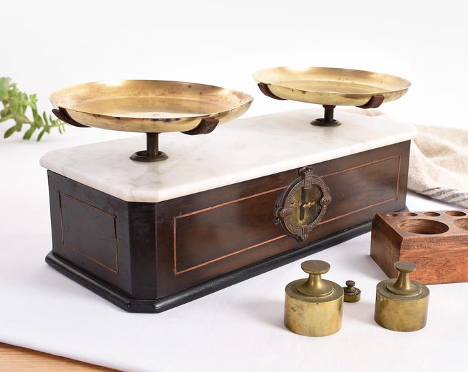 Antique Balance Scale With Marble Top and Brass Plates by Béranger ...