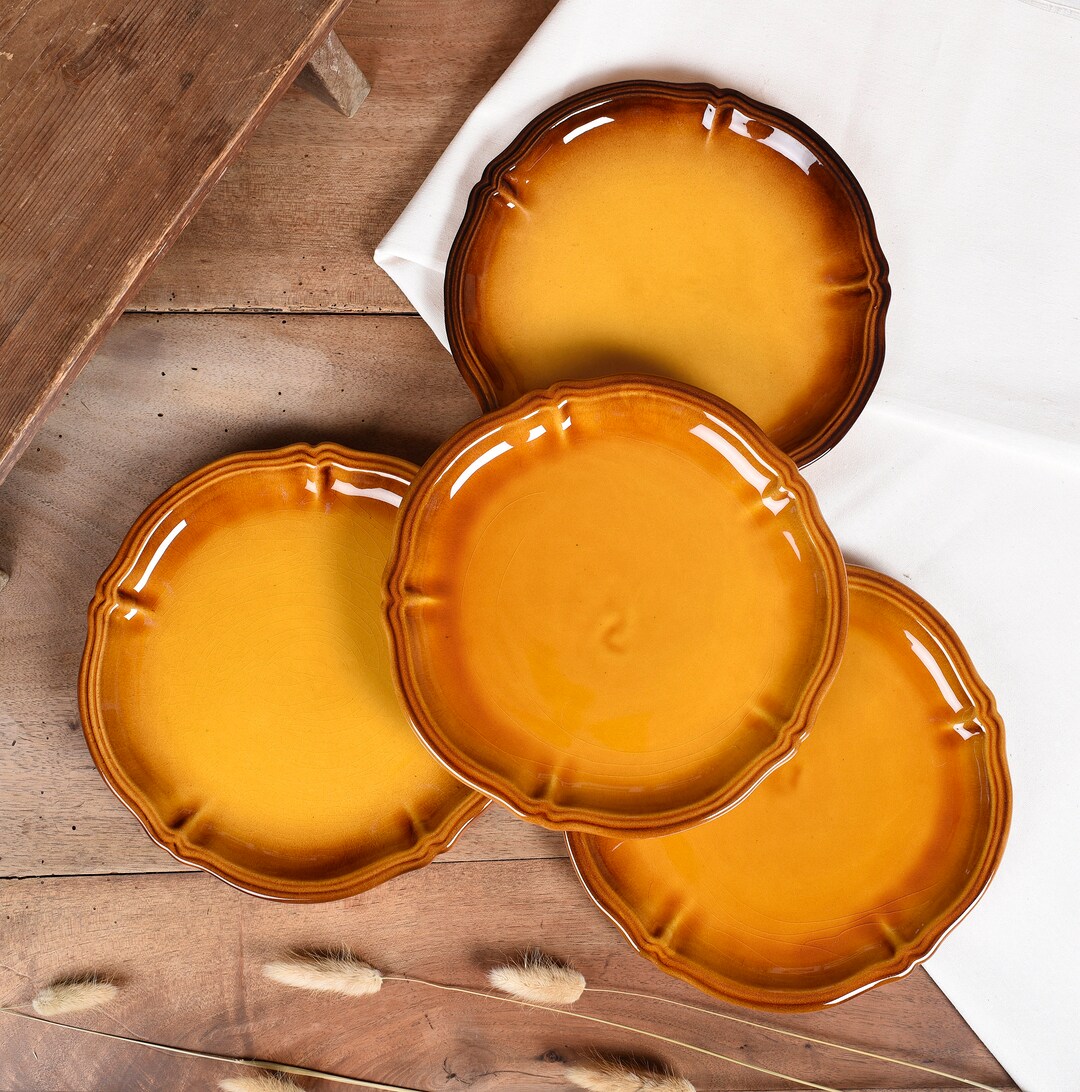 Vintage French Dinner Plates Set of 4 Traditional Ceramic Dishes From ...