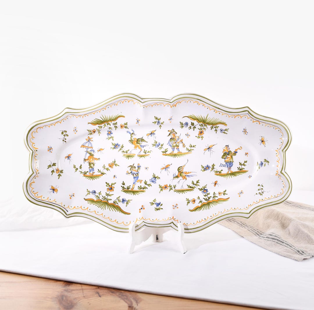 Moustiers Large Ceramic Platter for Wall Decor - French Antique Hand ...