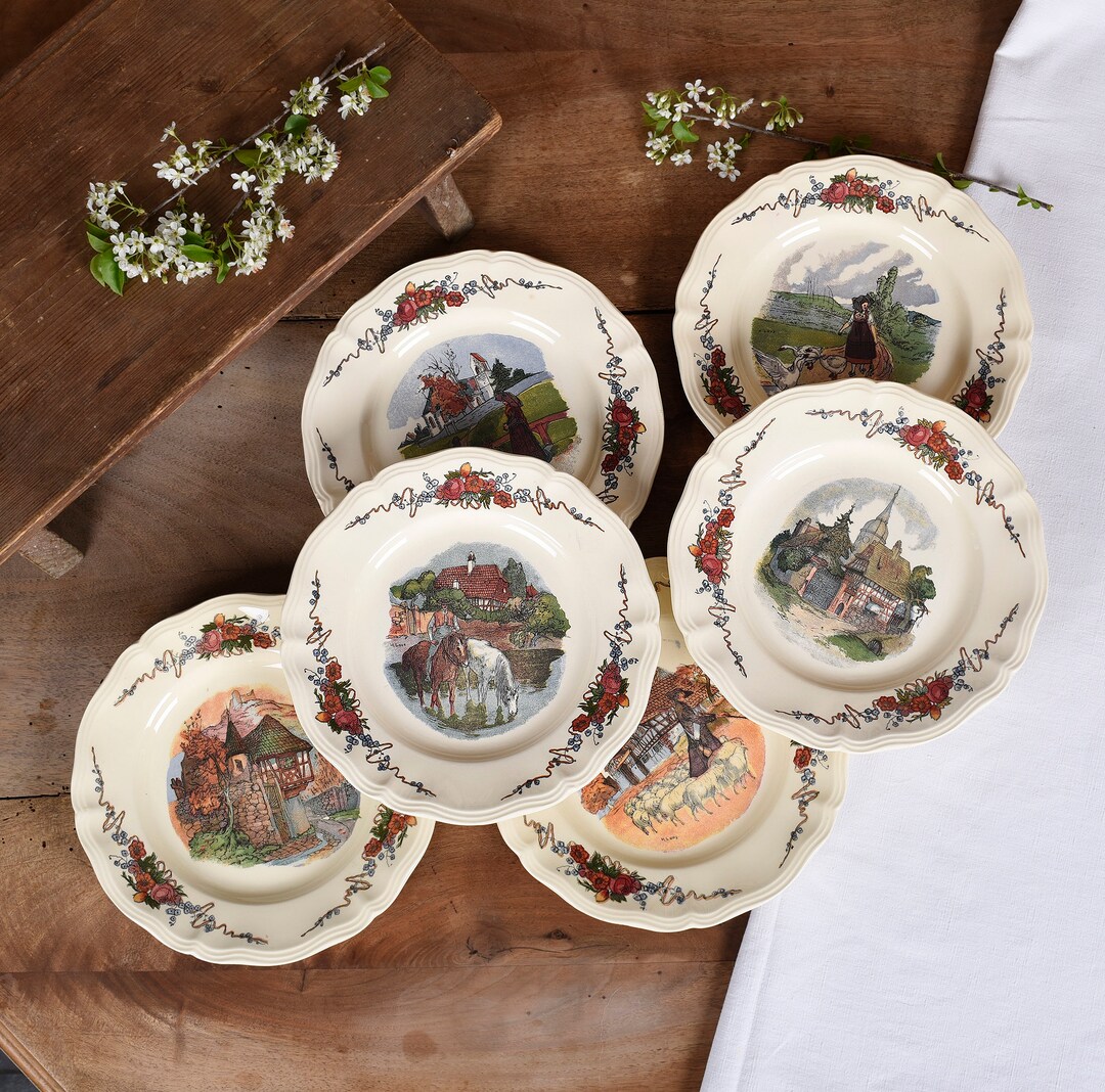Old French Earthenware Plates, Obernai Model, Sarreguemines. Collection ...
