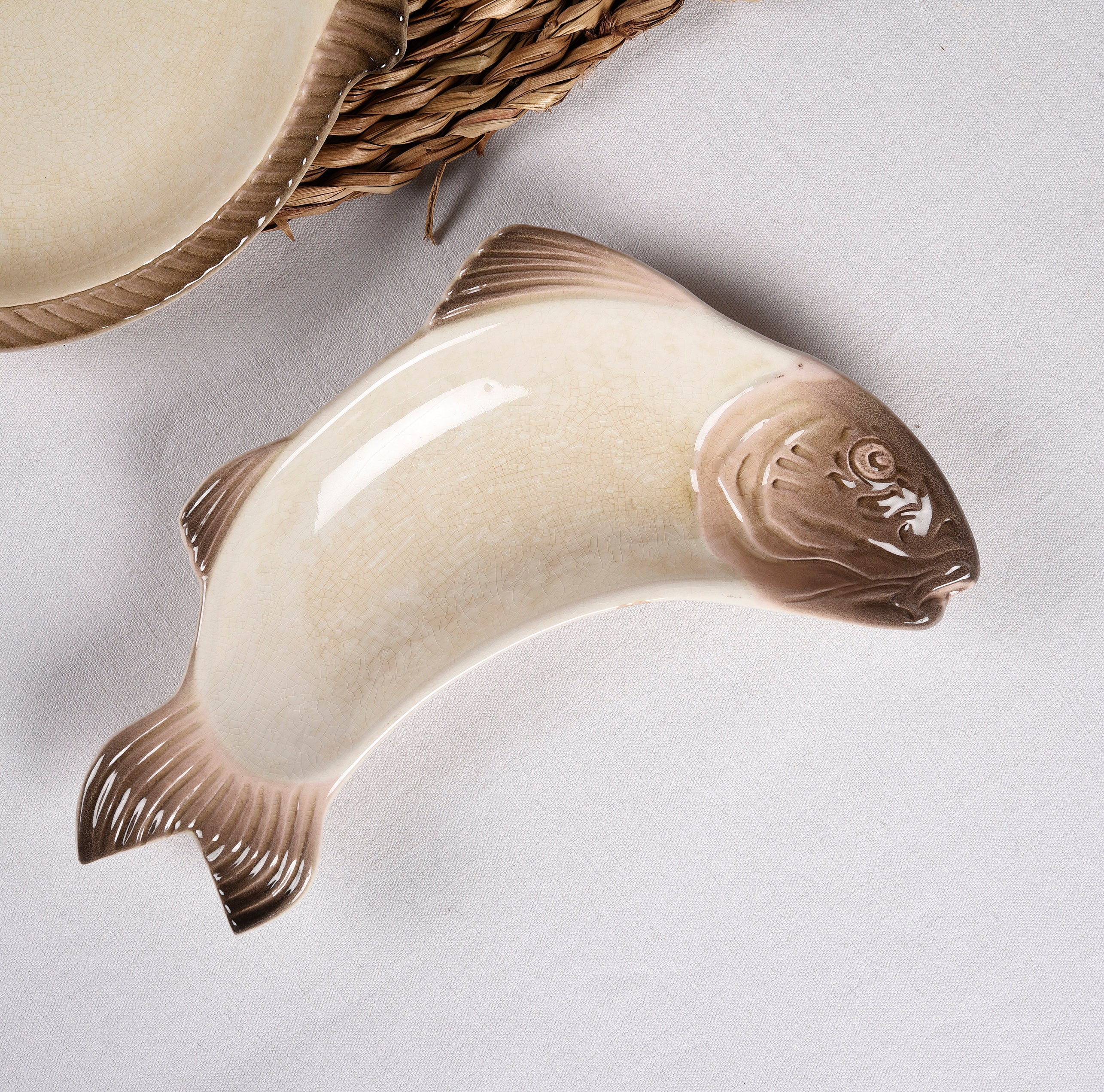 Fish Shaped Plates X6 With Sauce Boat French Fine China Lonwgy ...