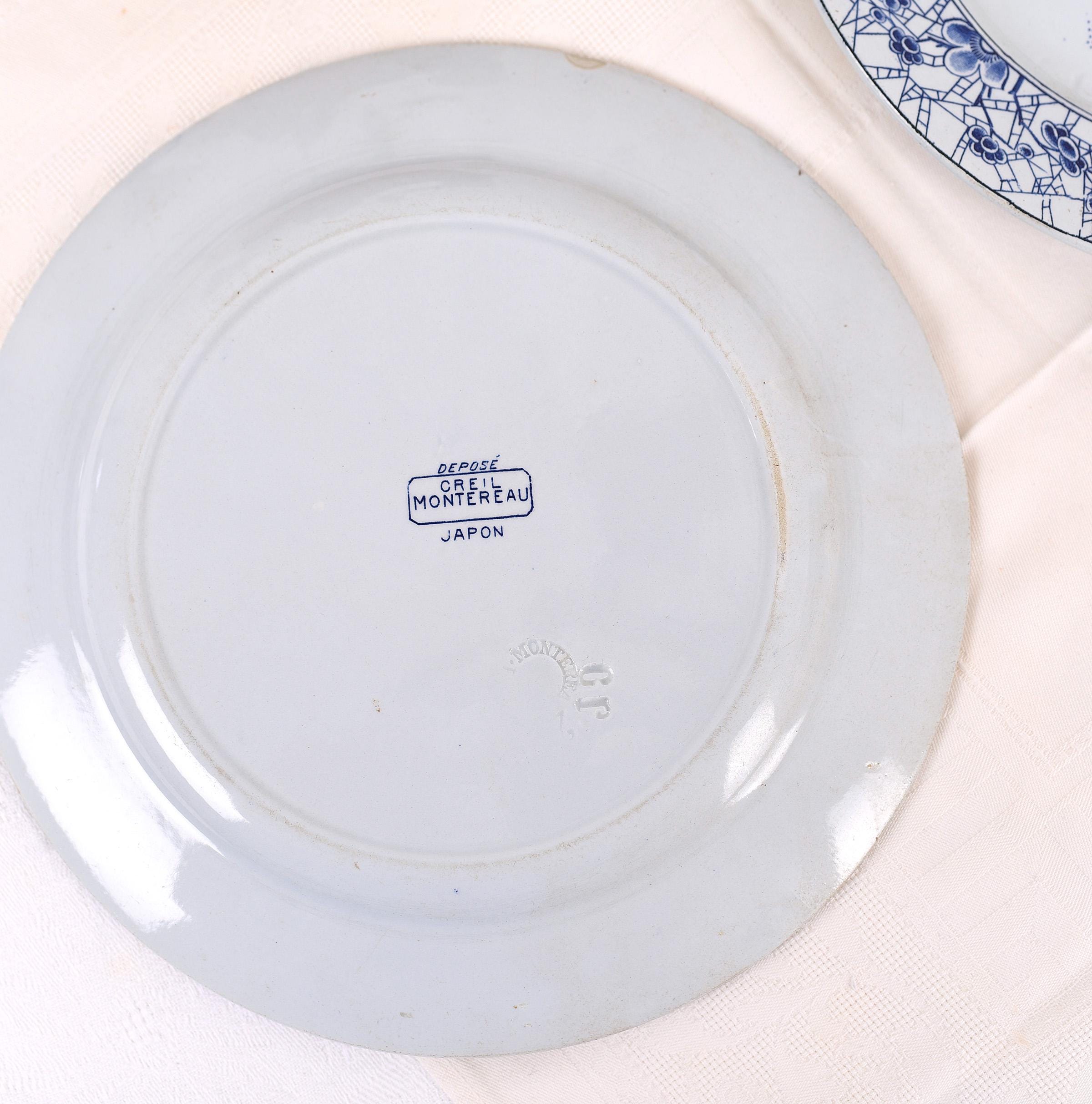 Antique French Creil Montereau Ironstone Transfer Ware Japon Plate Set ...