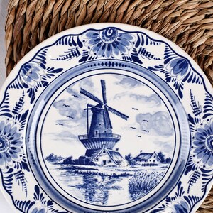 Vintage Delfts Blue Plate With Dutch Windmill - Wall Decor - Blue and ...
