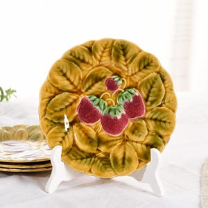 Stunning Barbotine Fruit Plates - Set of 4 Vintage French Majolica ...