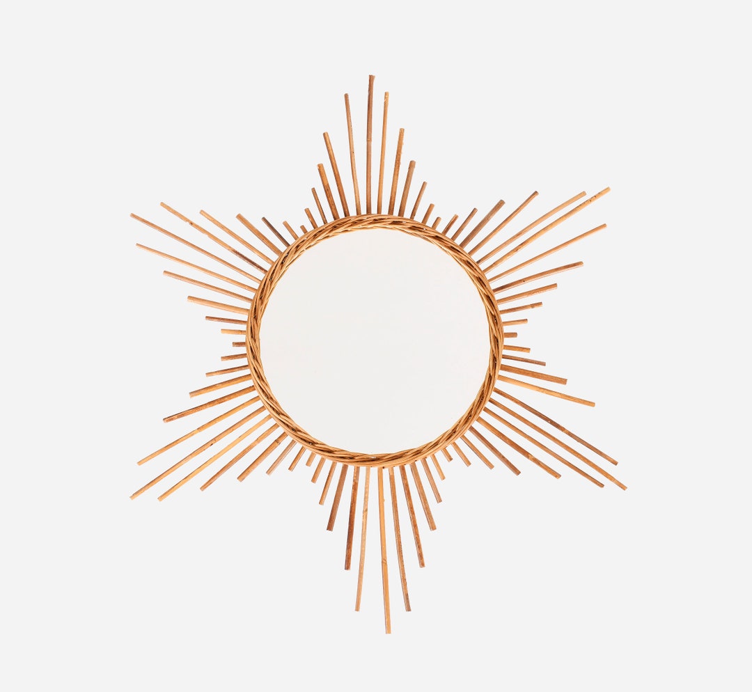 Old Rattan Mirror, Sun, Star Shape. Trendy Interior Decoration ...