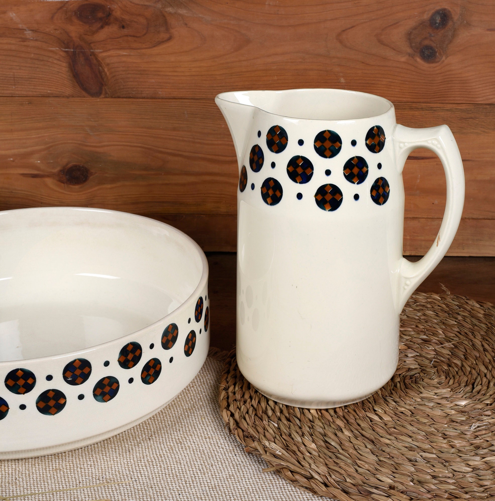 Badonviller Art Deco. Antique French Pitcher, Ceramic Toilet Set, Made ...