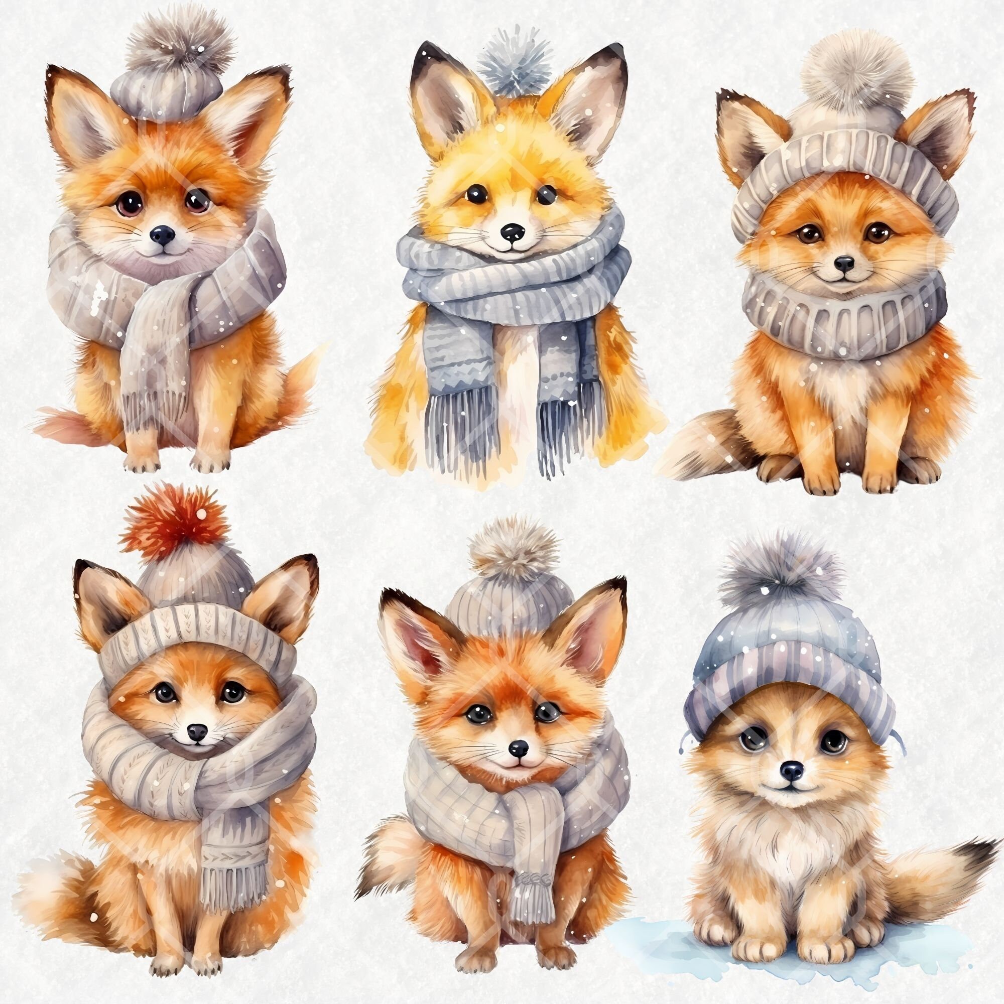 Watercolor Christmas Winter Fox Clipart PNG Images, Winter Fox ...