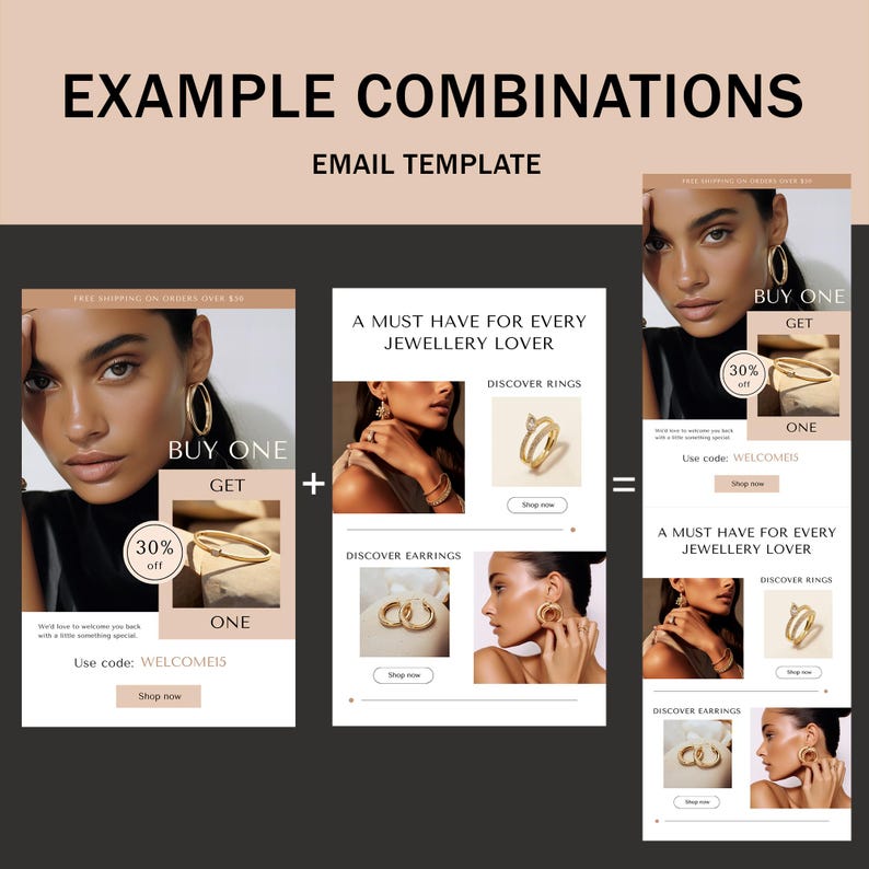 Canva Email Template, Marketing Newsletter, Jewellery, Beauty, Clothes ...