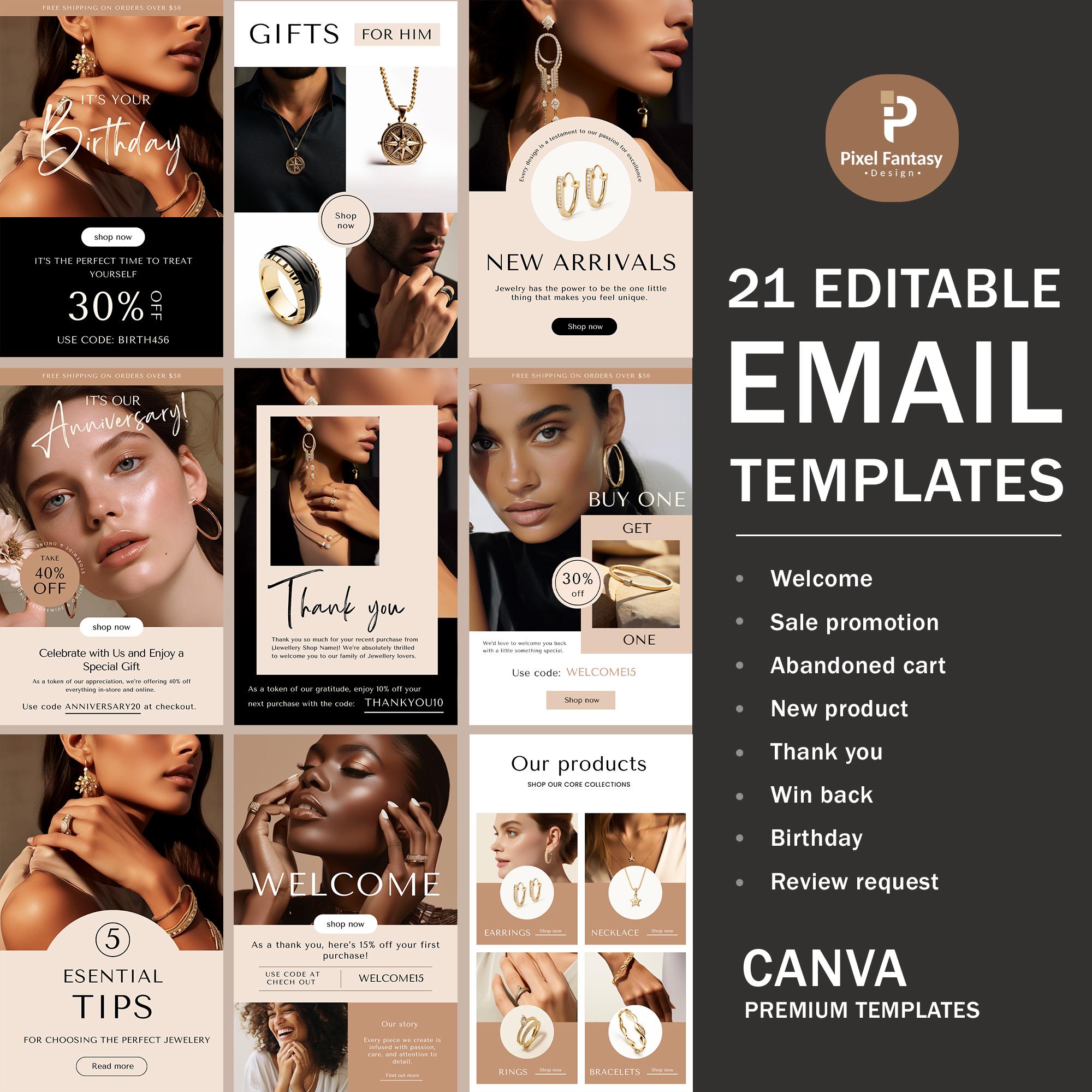 Canva Email Template, Marketing Newsletter, Jewellery, Beauty, Clothes ...
