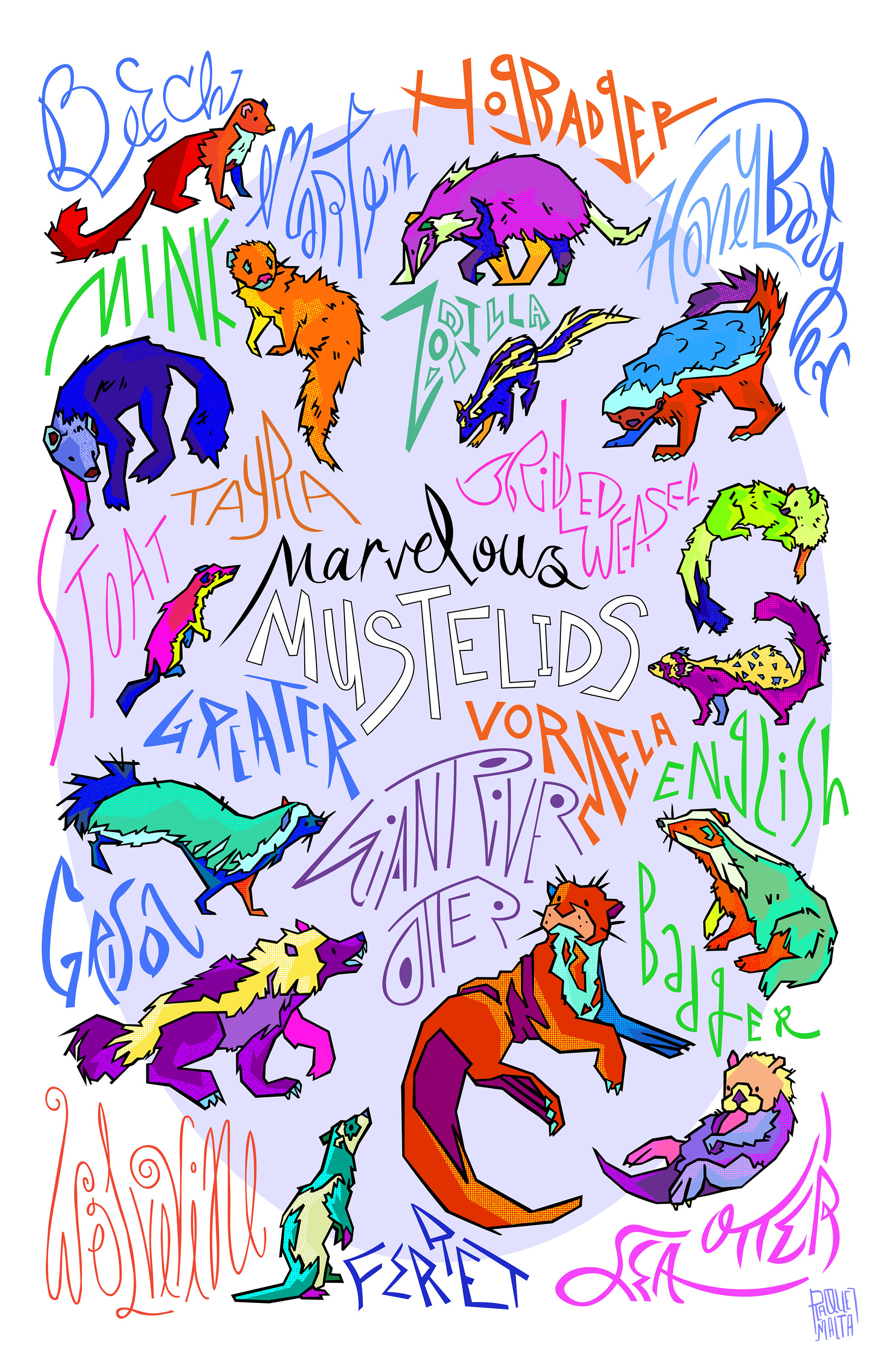 Marvelous Mustelids Poster - Etsy
