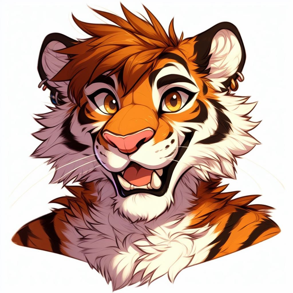 Tiger Furry Head-shot Art Anthro Feral Art Fursona Adoptables - Etsy