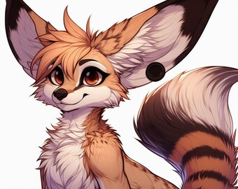 Fennec Fox Feral/anthro Form Furry Art Double Tails Reference Sheet ...