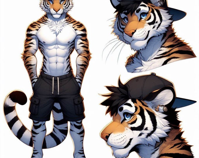 Tiger Fursona Reference Sheet Furry Anthro Adoptables - Etsy