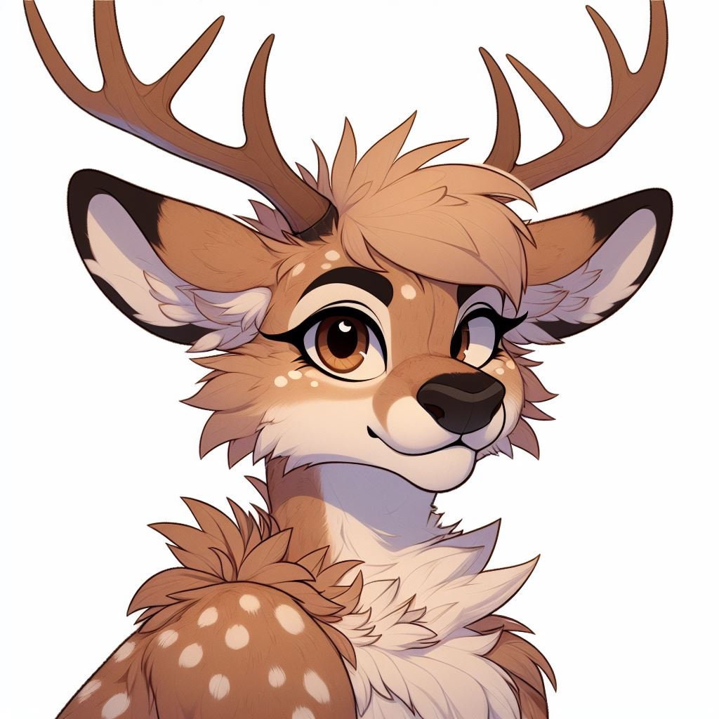 Deer Furry Headshot Feral Fursona Anthro Adoptables - Etsy