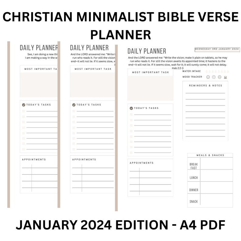 Christian Minimalist Planner 2024 - Daily Agenda Planner With a Bible ...