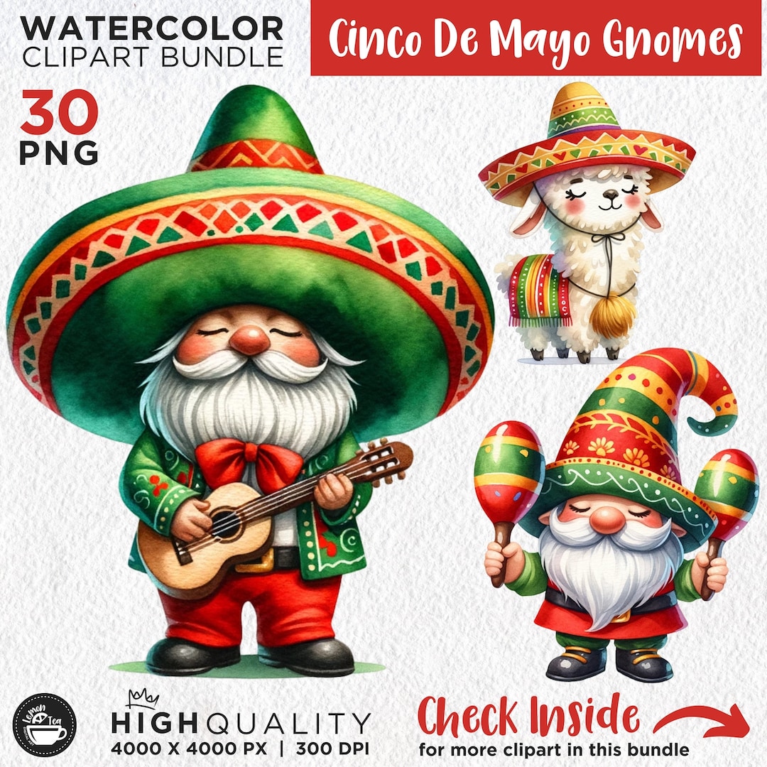 Watercolor Cinco De Mayo Gnomes PNG Clipart, Mexican Fiesta Gnomes PNG ...