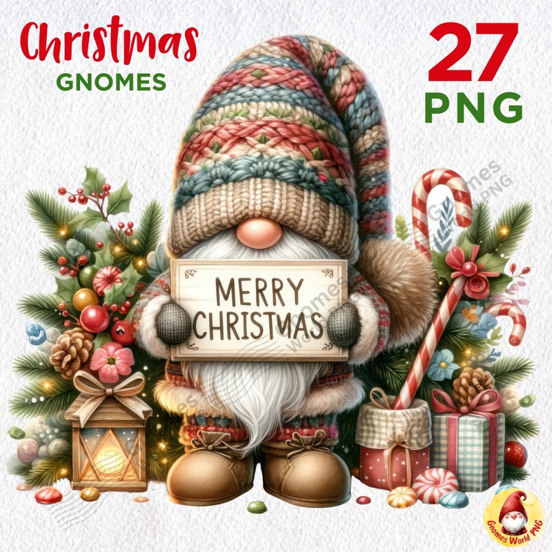 Christmas Gnome Clipart - Etsy