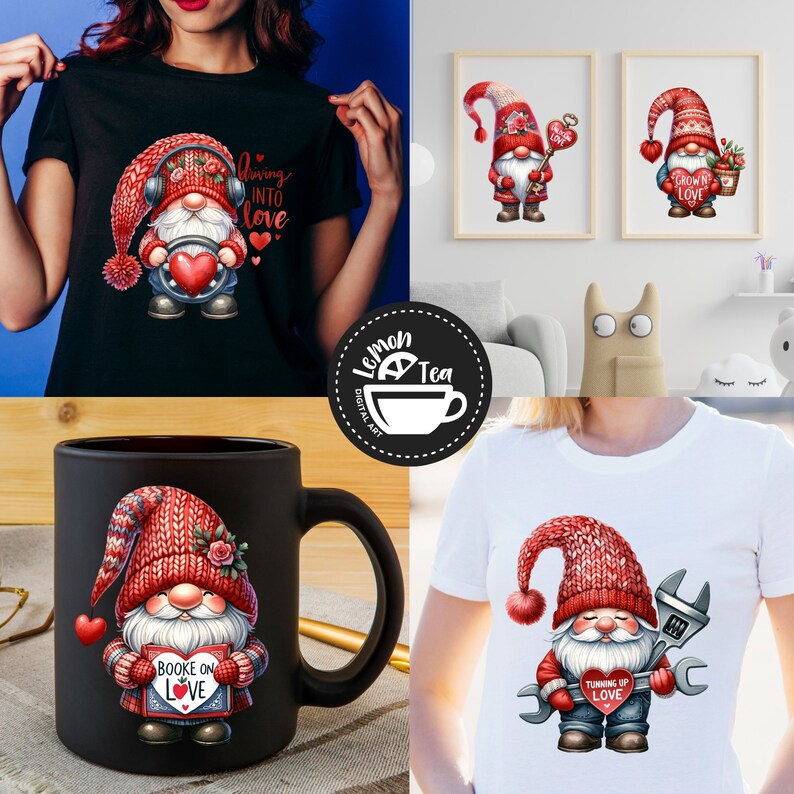 Watercolor Valentine Gnomes PNG Clipart, Valentine's Day PNG ...