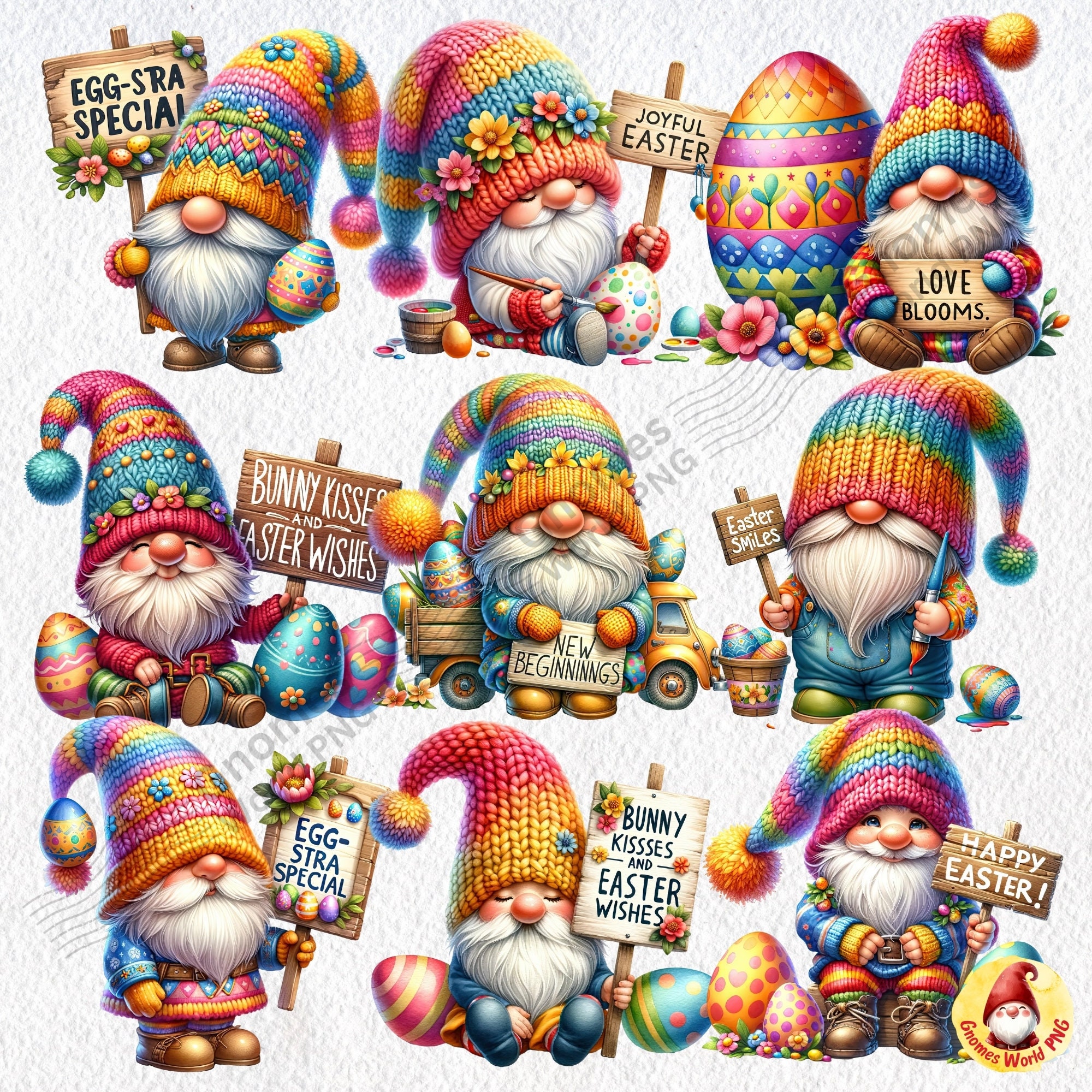 Easter Gnomes Clipart, Cute Watercolor Easter Gnome, Colorful Spring ...
