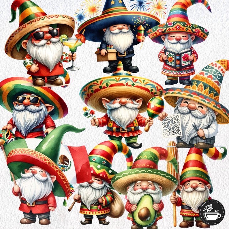 Watercolor Cinco De Mayo Gnomes PNG Clipart, Mexican Fiesta Gnomes PNG ...