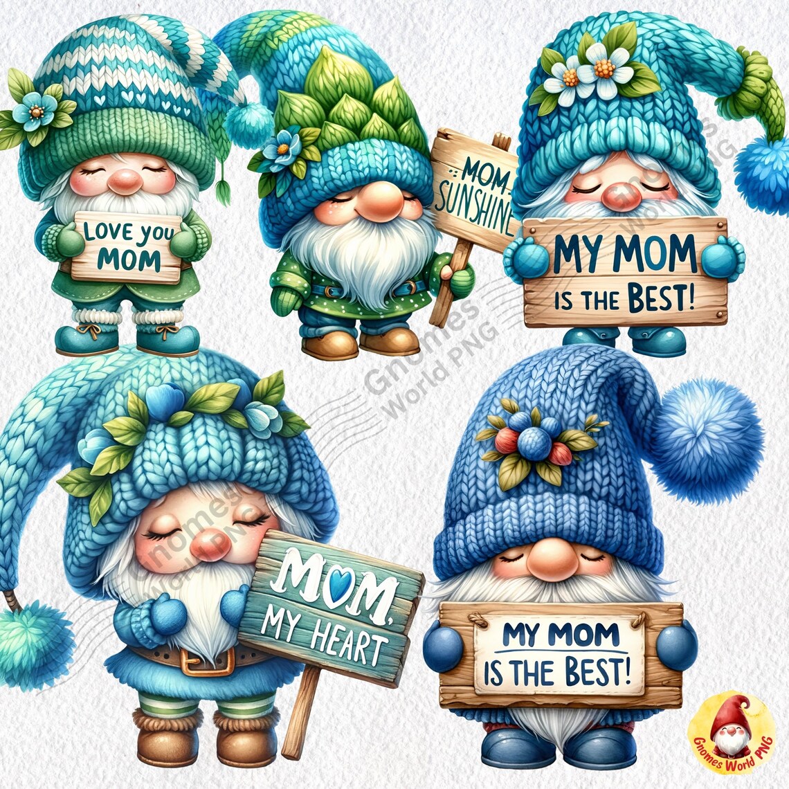 Gnomes Mother Day Clipart, Mother's Day Gnome Clipart, Mother's Day Png ...