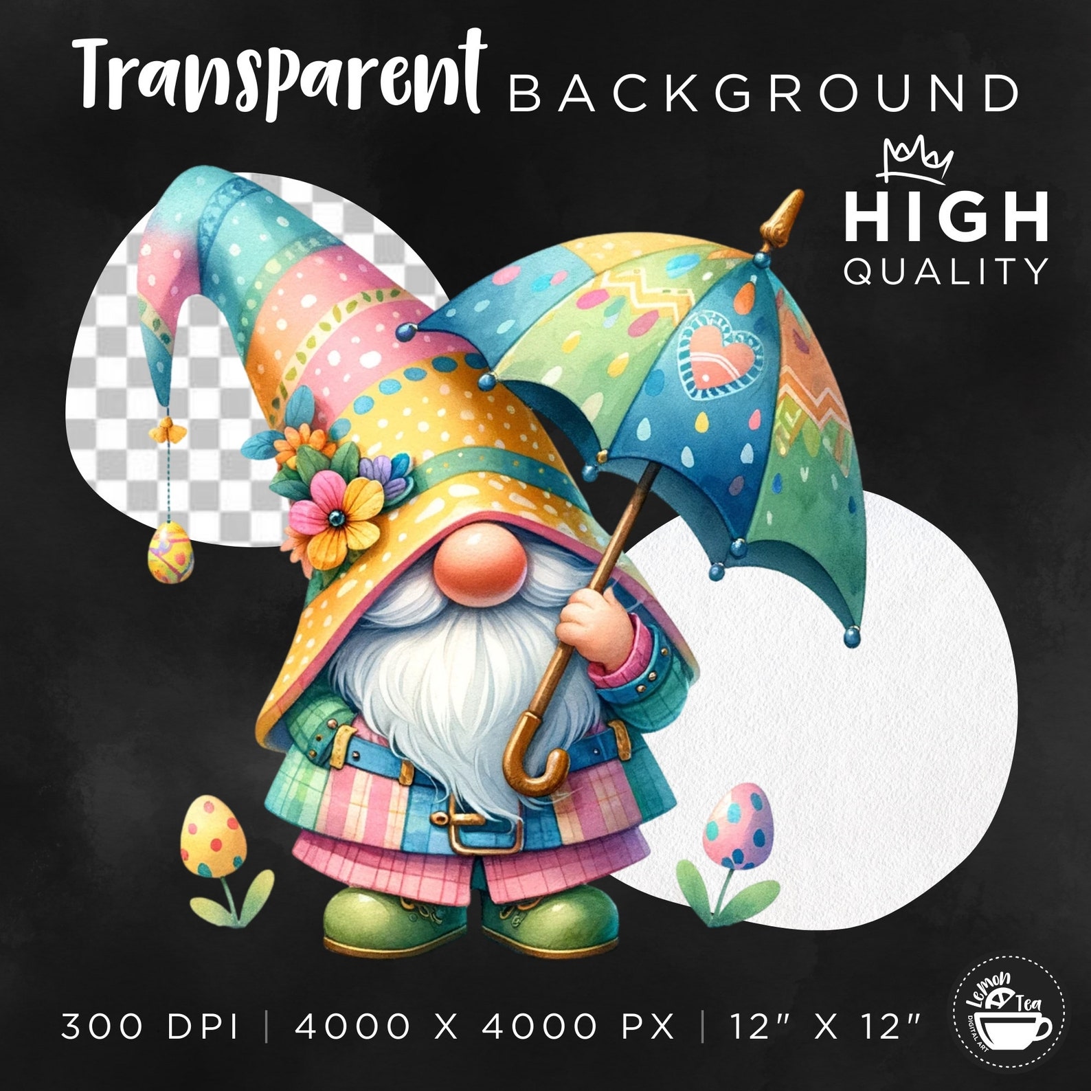 Watercolor Easter Gnomes Clipart, Cute Pastel Easter Gnome, Spring ...