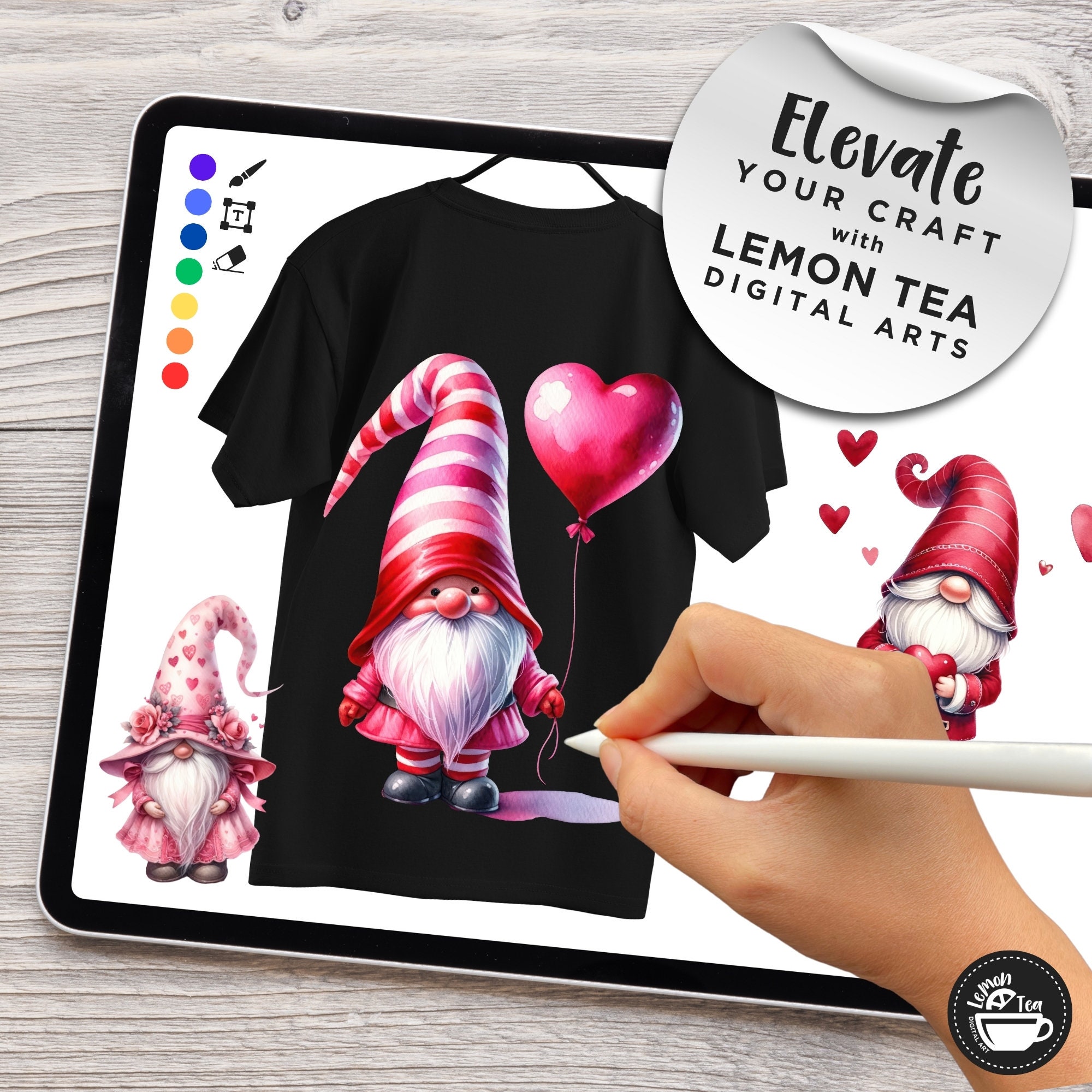 Watercolor Valentine Gnomes PNG Clipart, Valentine's Day PNG ...