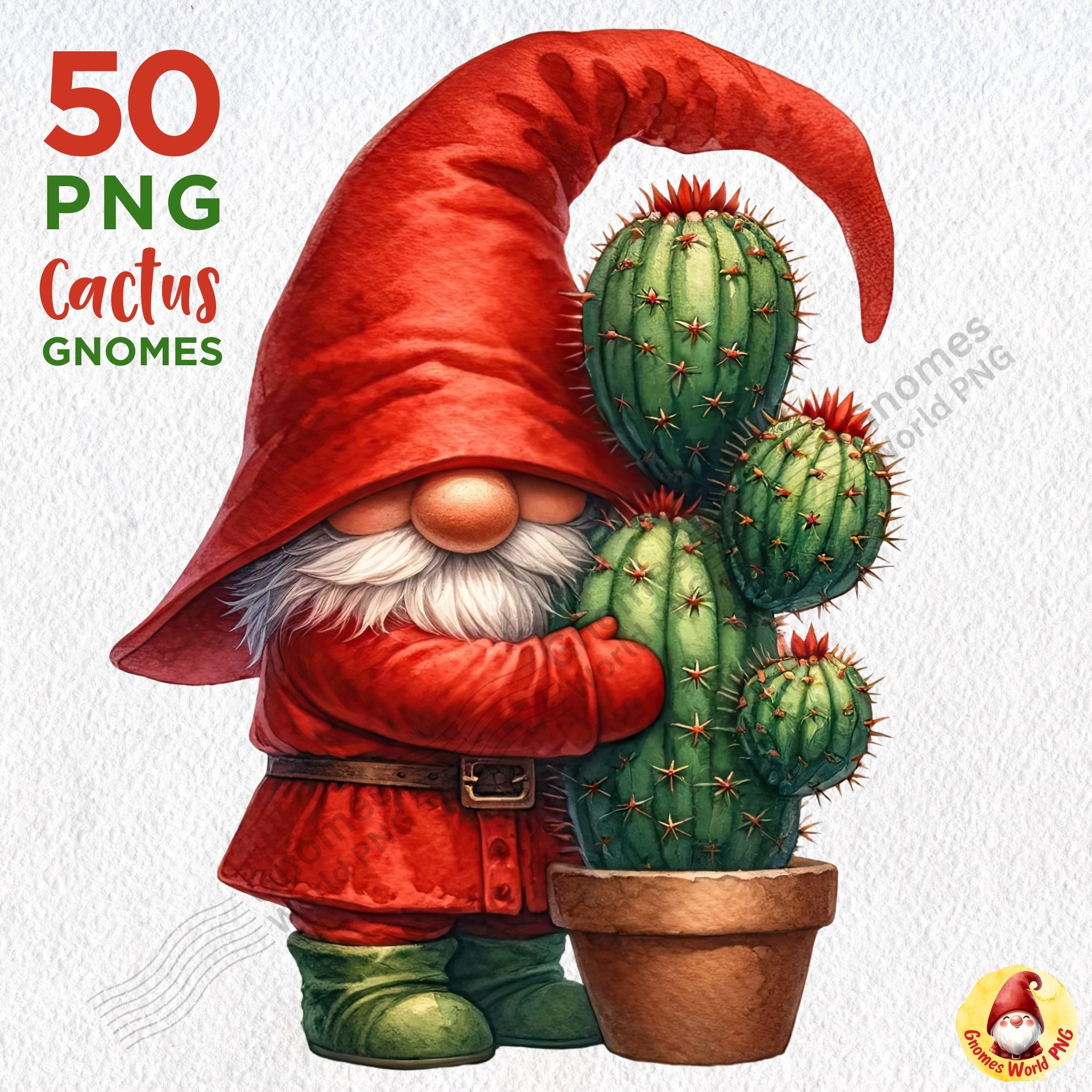 Cactus Gnome Clipart, Cute Gnomes PNG, Gnomes Sublimation, Gnomes ...