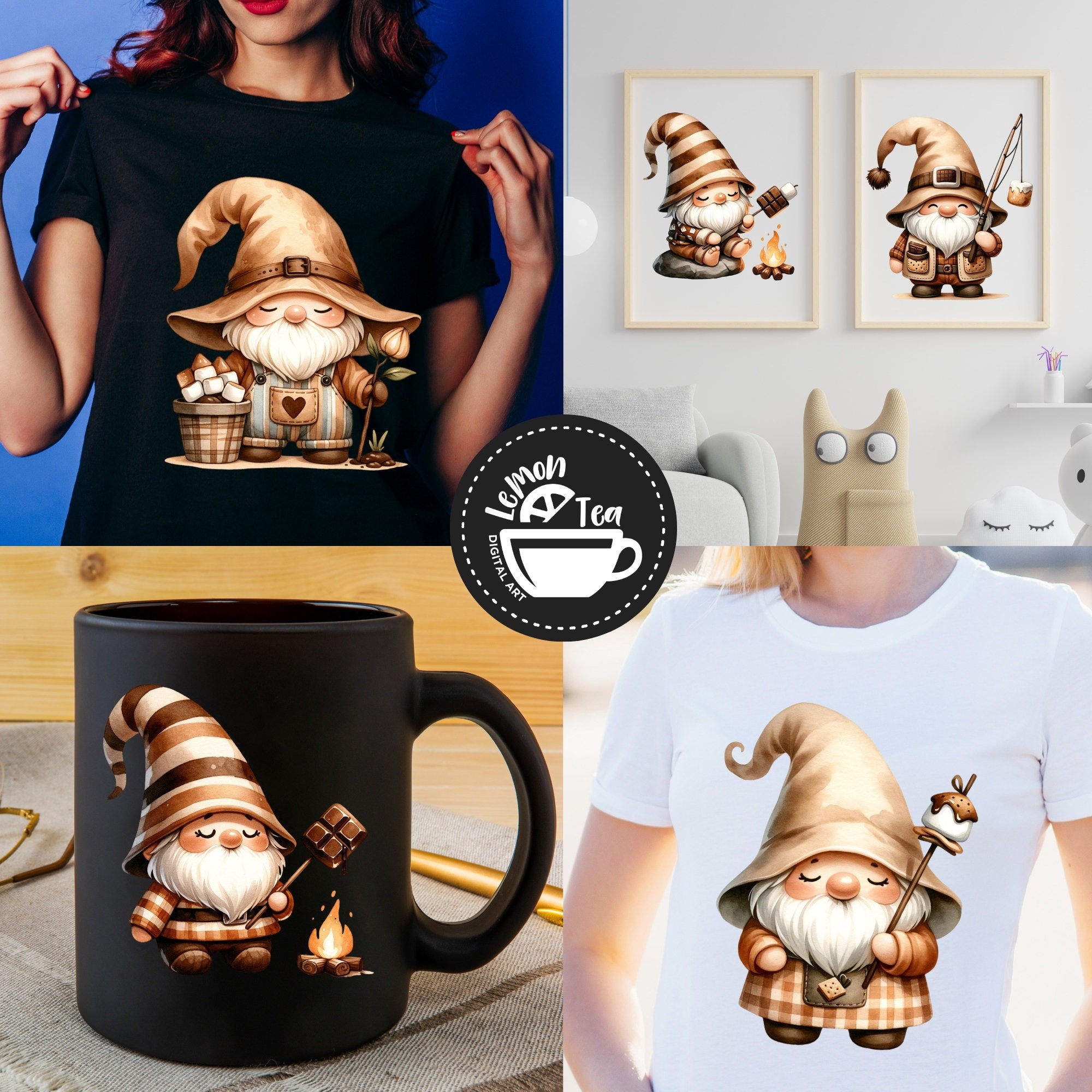 Watercolor Smores Gnome Clipart PNG, Camping Gnomes, Spring Gnome PNG ...