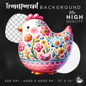 Easter Ceramic Chicken Clipart Bundle, Watercolor Easter Rabbit, Easter ...