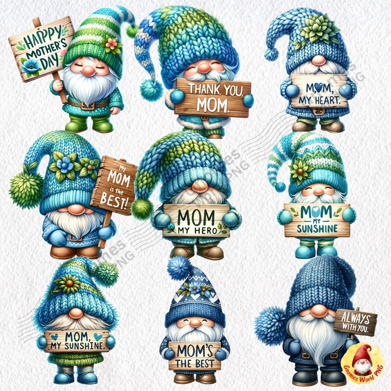 Gnomes Mother Day Clipart, Mother's Day Gnome Clipart, Mother's Day Png ...