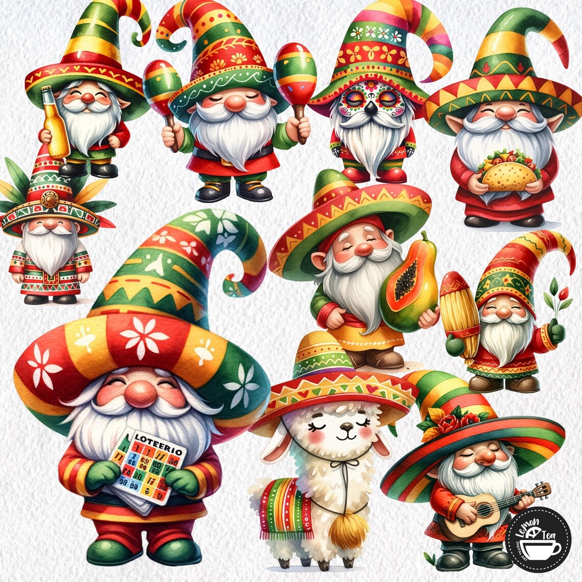 Watercolor Cinco De Mayo Gnomes PNG Clipart, Mexican Fiesta Gnomes PNG ...