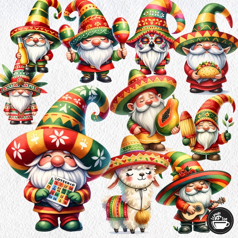 Watercolor Cinco De Mayo Gnomes PNG Clipart, Mexican Fiesta Gnomes PNG ...