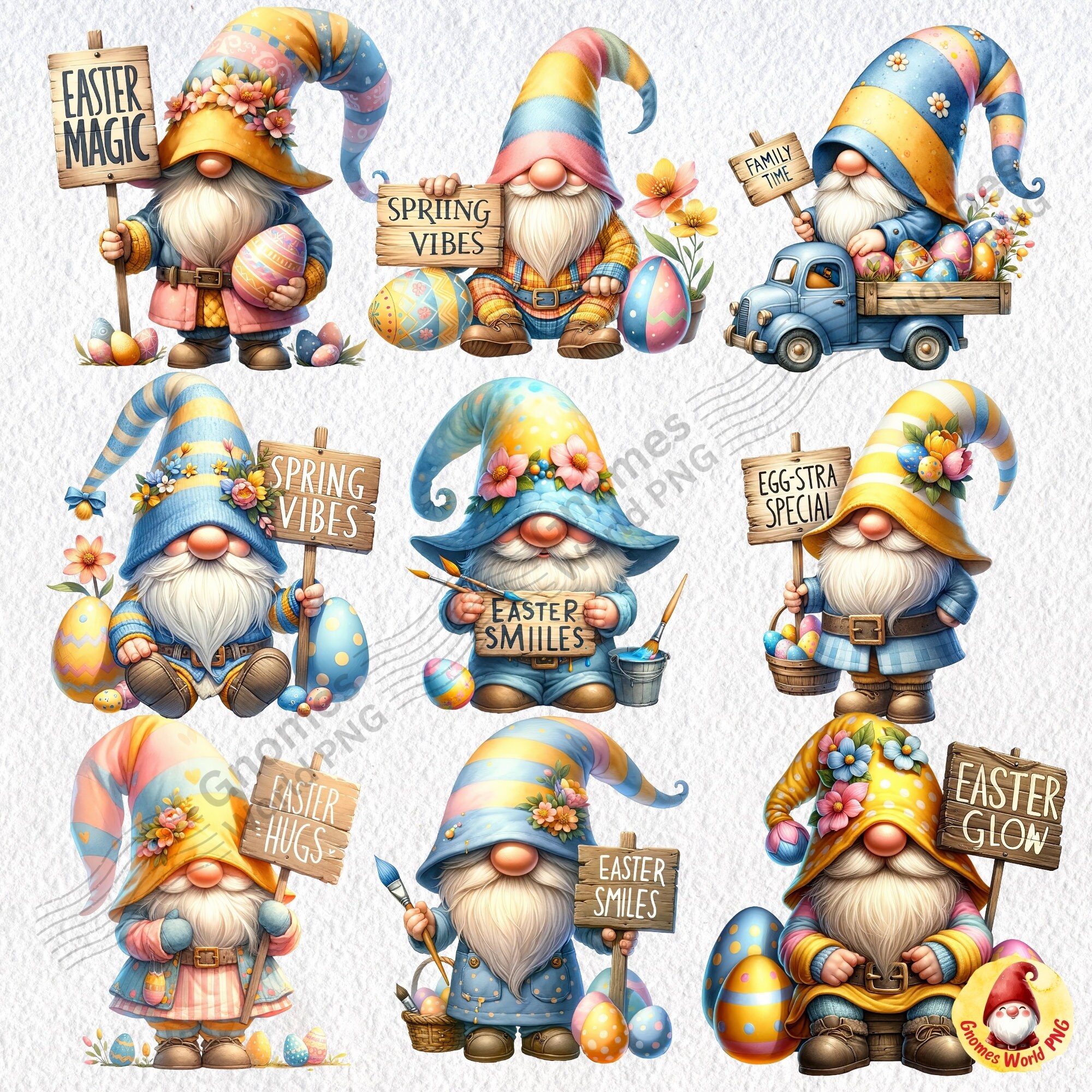 Watercolor Easter Gnomes Clipart, Cute Pastel Easter Gnome, Spring ...