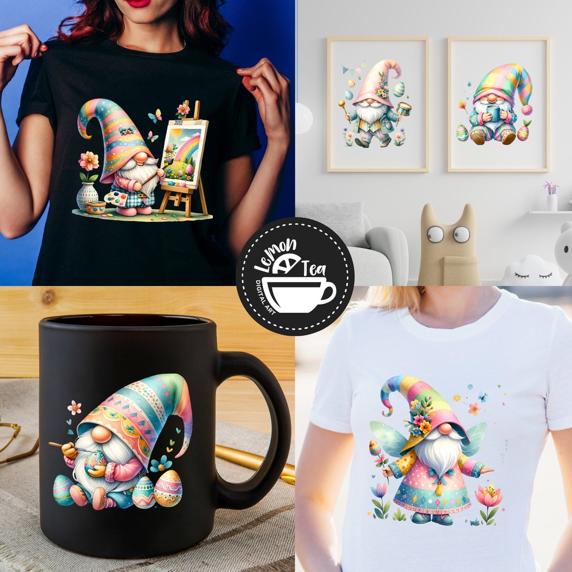 Watercolor Easter Gnomes Clipart, Cute Pastel Easter Gnome, Spring ...