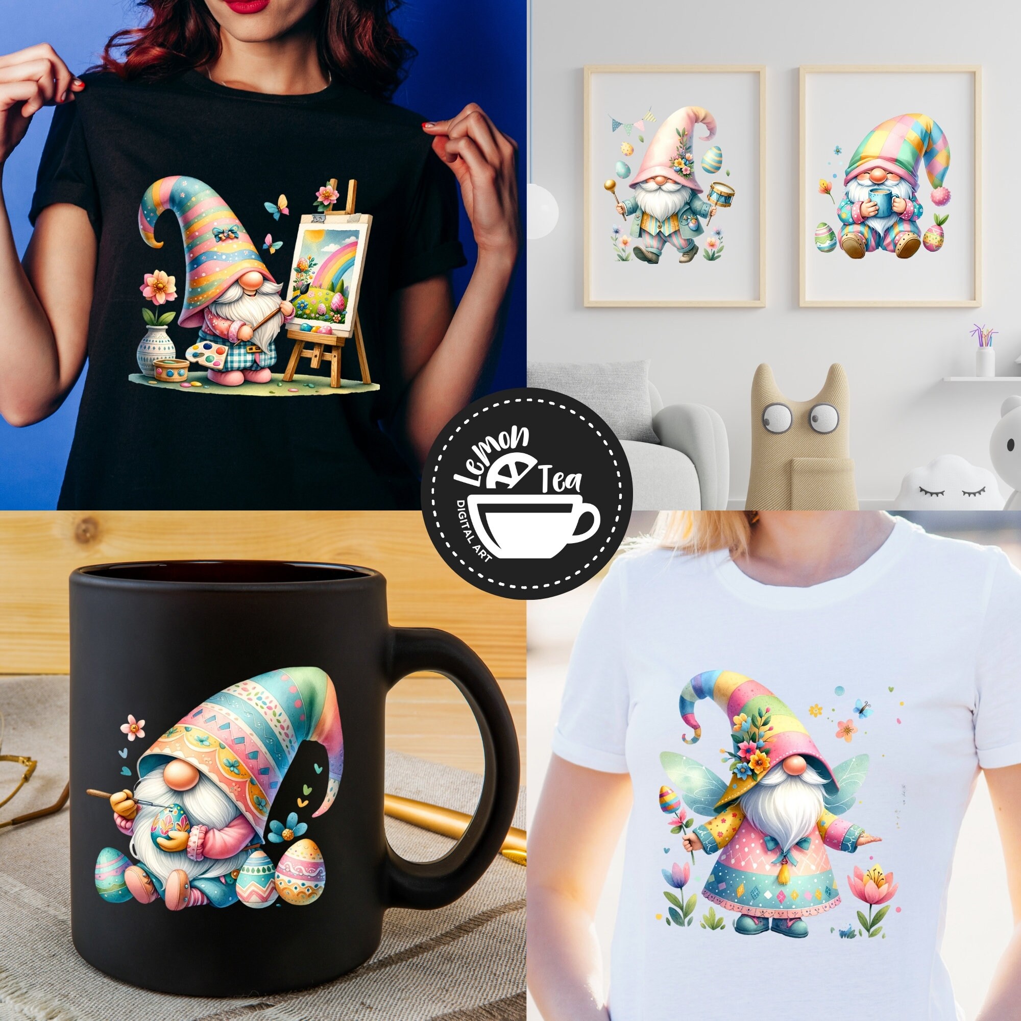 Watercolor Easter Gnomes Clipart, Cute Pastel Easter Gnome, Spring ...