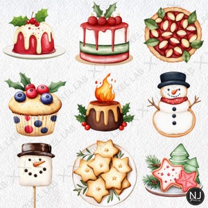 Christmas Sweets Clipart, Cute Watercolor Xmas Dessert Png, X'mas Gift ...