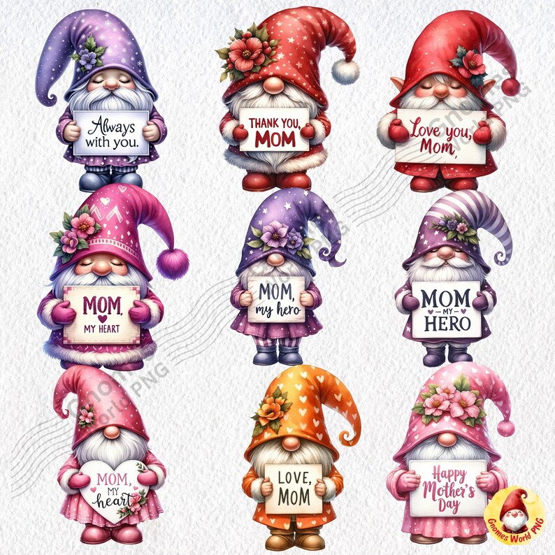 Mother's Day Gnomes Clipart, Love Mom Gnome Png, Mother's Day Png, Gift ...