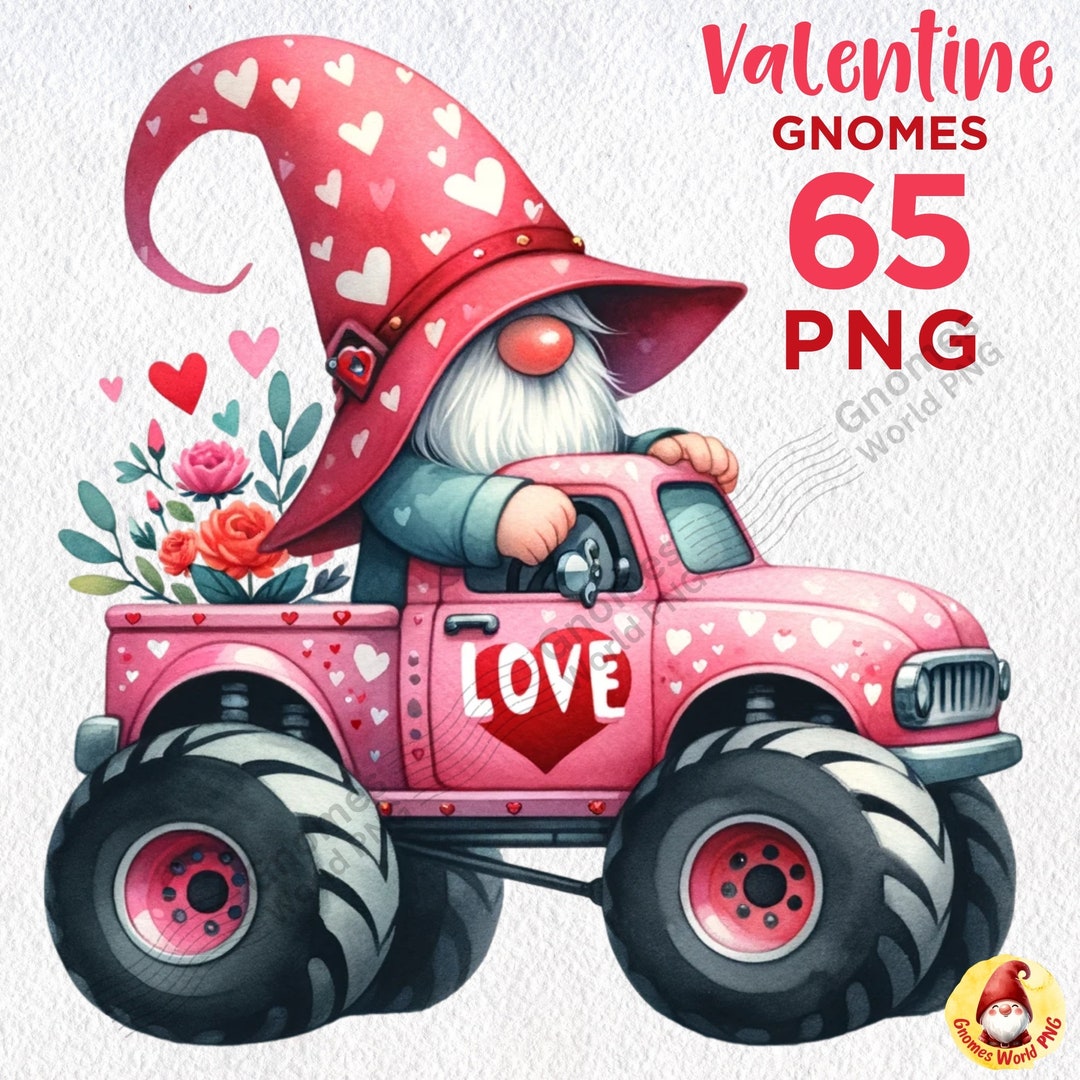 Watercolor Valentine Gnomes PNG Clipart, Valentine's Day Vehicles PNG ...
